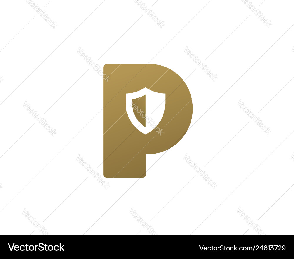 Letter p shield logo icon design template elements