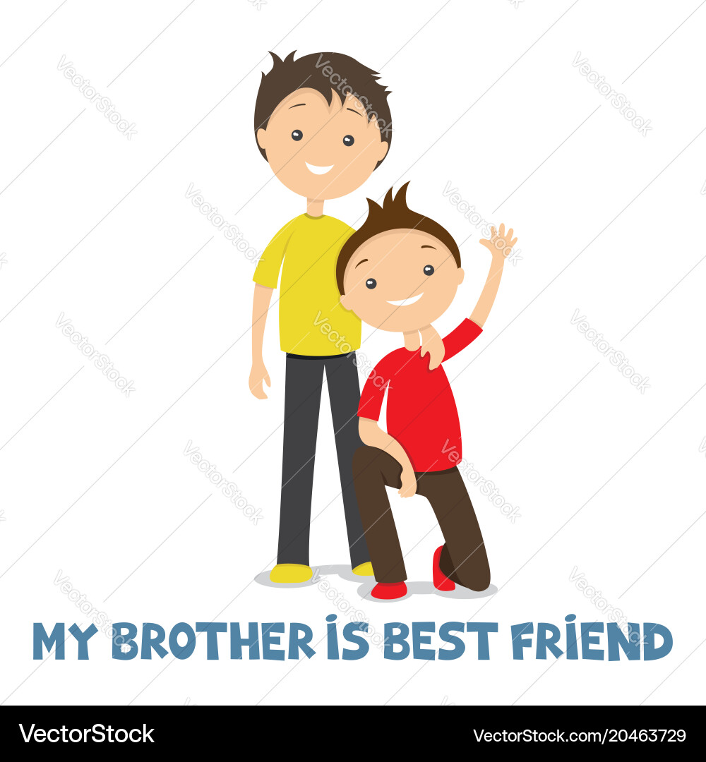 Two happy brother Royalty Free Vector Image - VectorStock