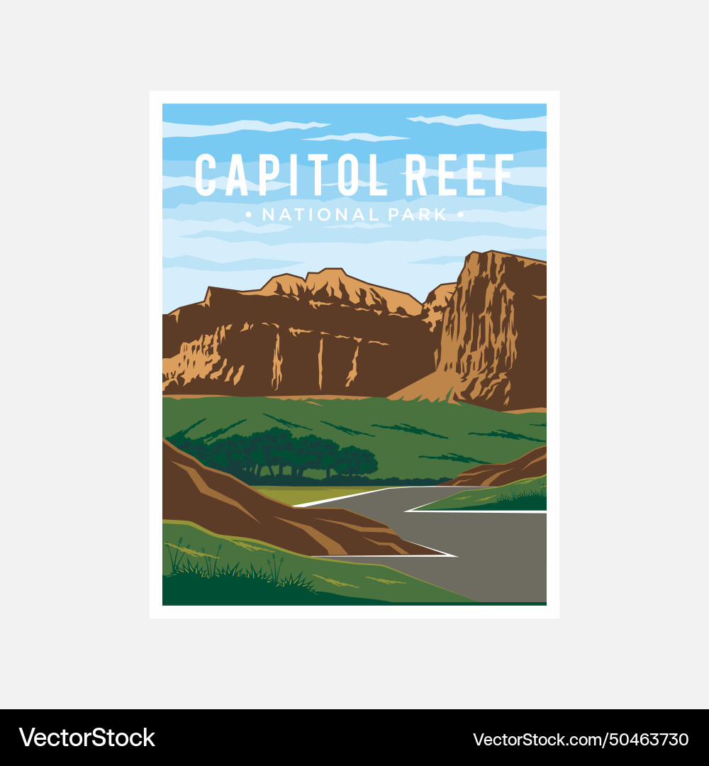 Capitol reef national park poster Royalty Free Vector Image