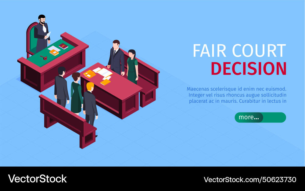 Court Verdict Banner - Isometric Royalty Free Vector Image