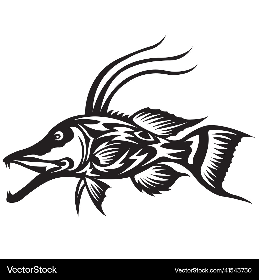 Exotic decorative fish predator Royalty Free Vector Image