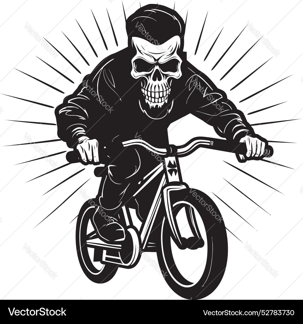 Ghostrider skull bicycle emblem design spin Vector Image