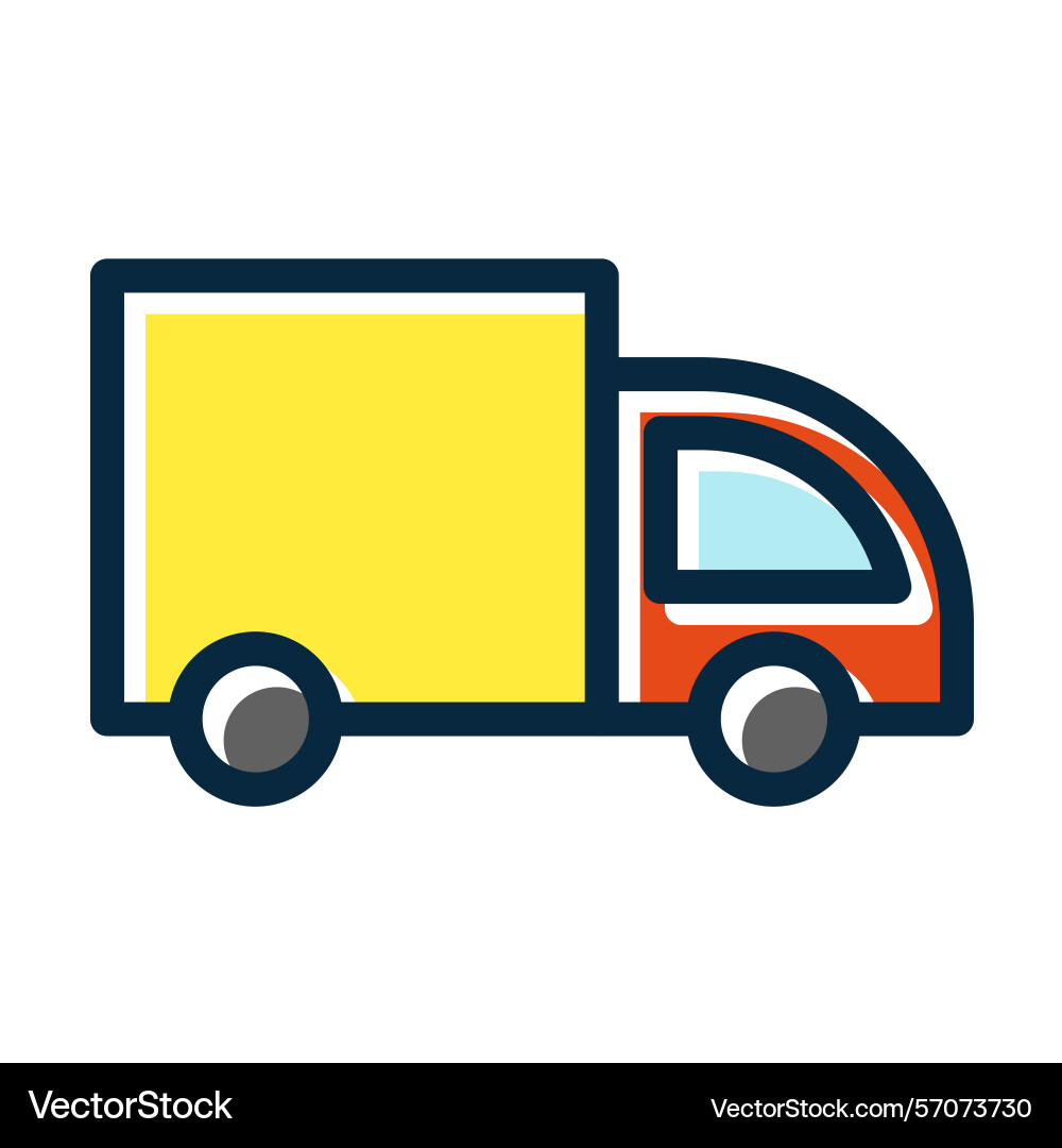 Lorry thick line filled dark colors icons Vector Image
