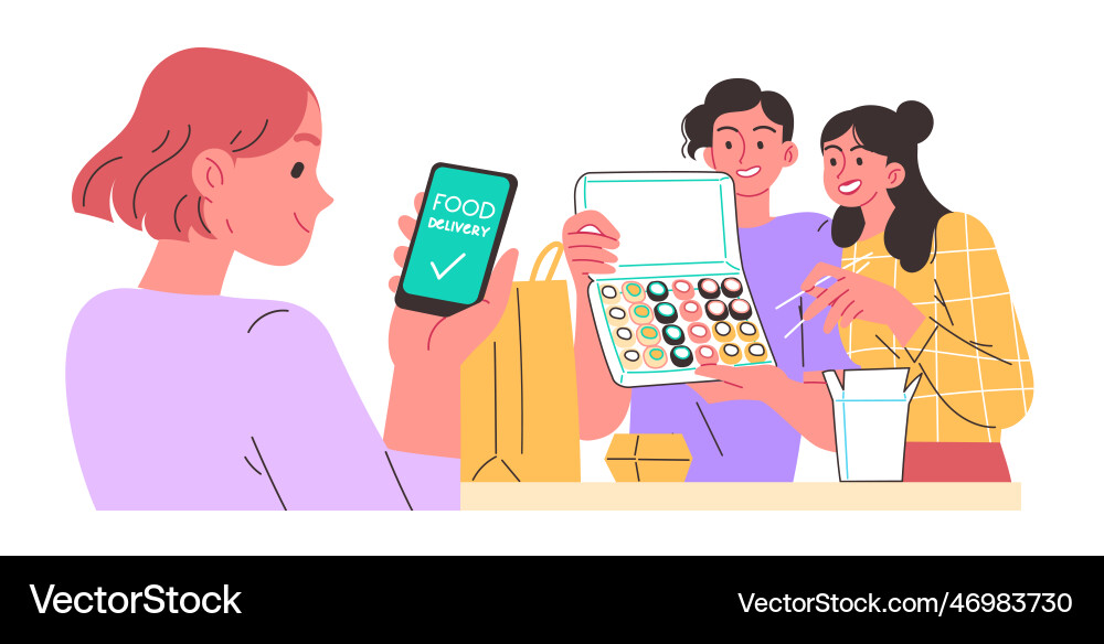 Online food ordering in the app Royalty Free Vector Image