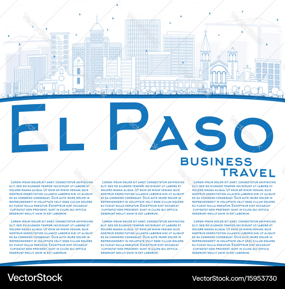 Outline el paso skyline with blue buildings Vector Image