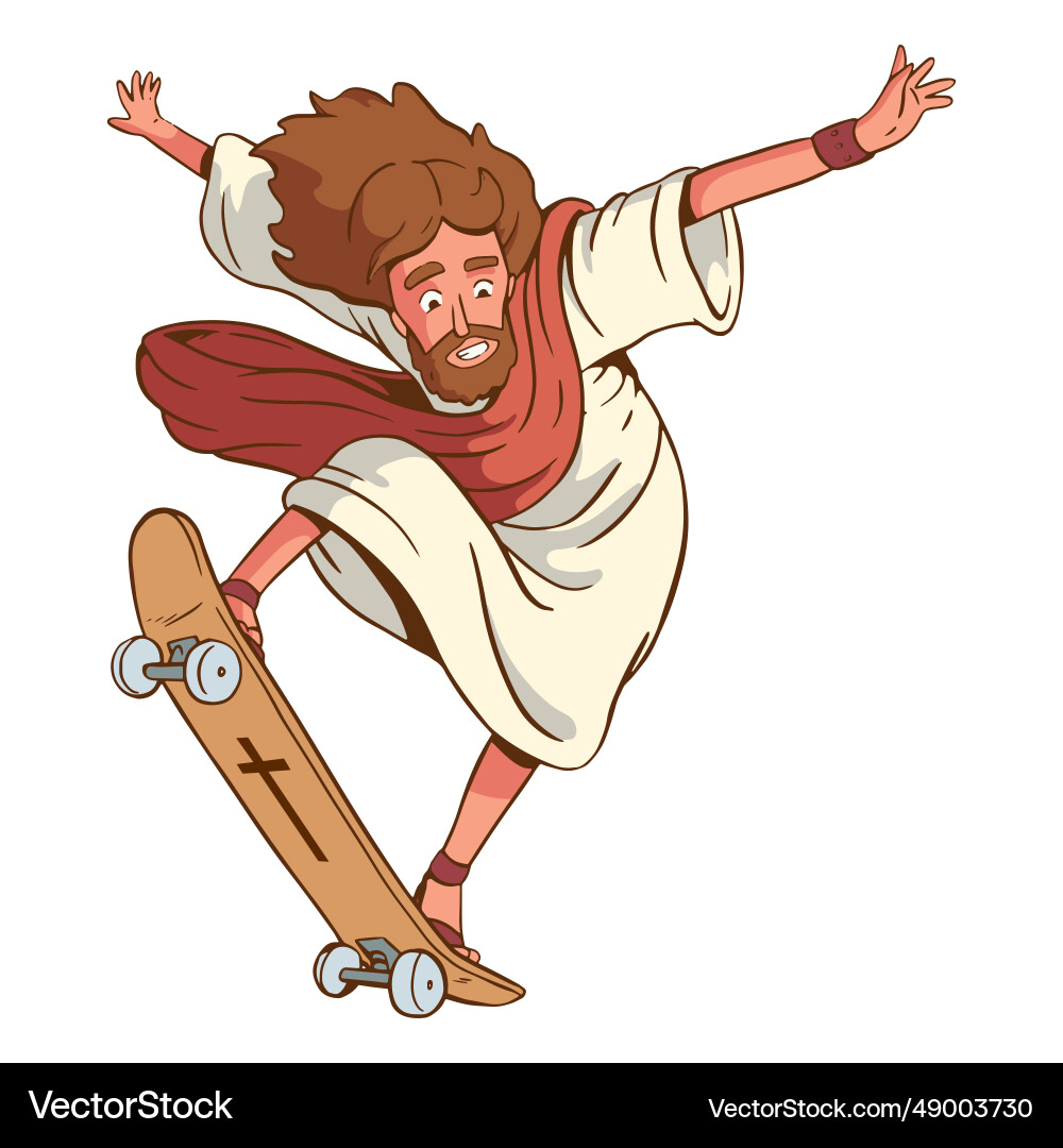 Skateboarding Jesus Royalty Free Vector Image - VectorStock