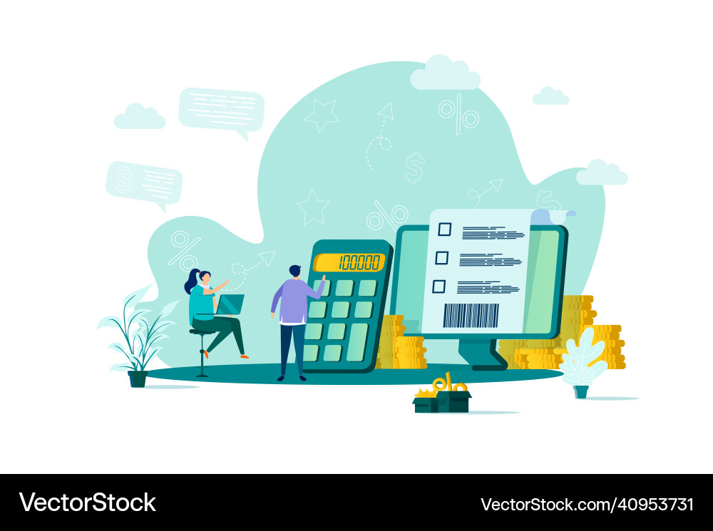 Accountant concept in flat style Royalty Free Vector Image