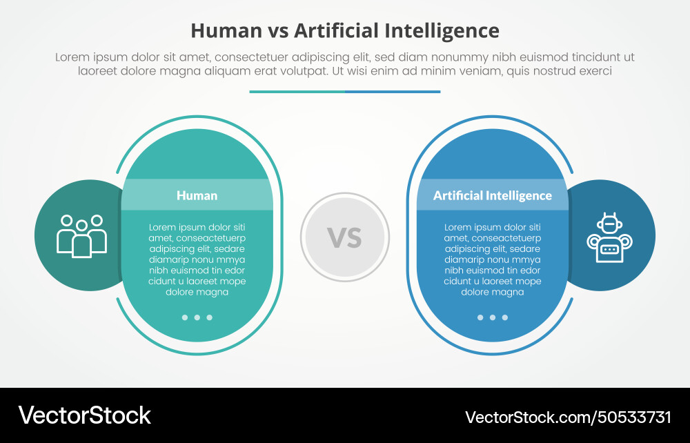AI vs Human Employee Comparison Royalty Free Vector Image