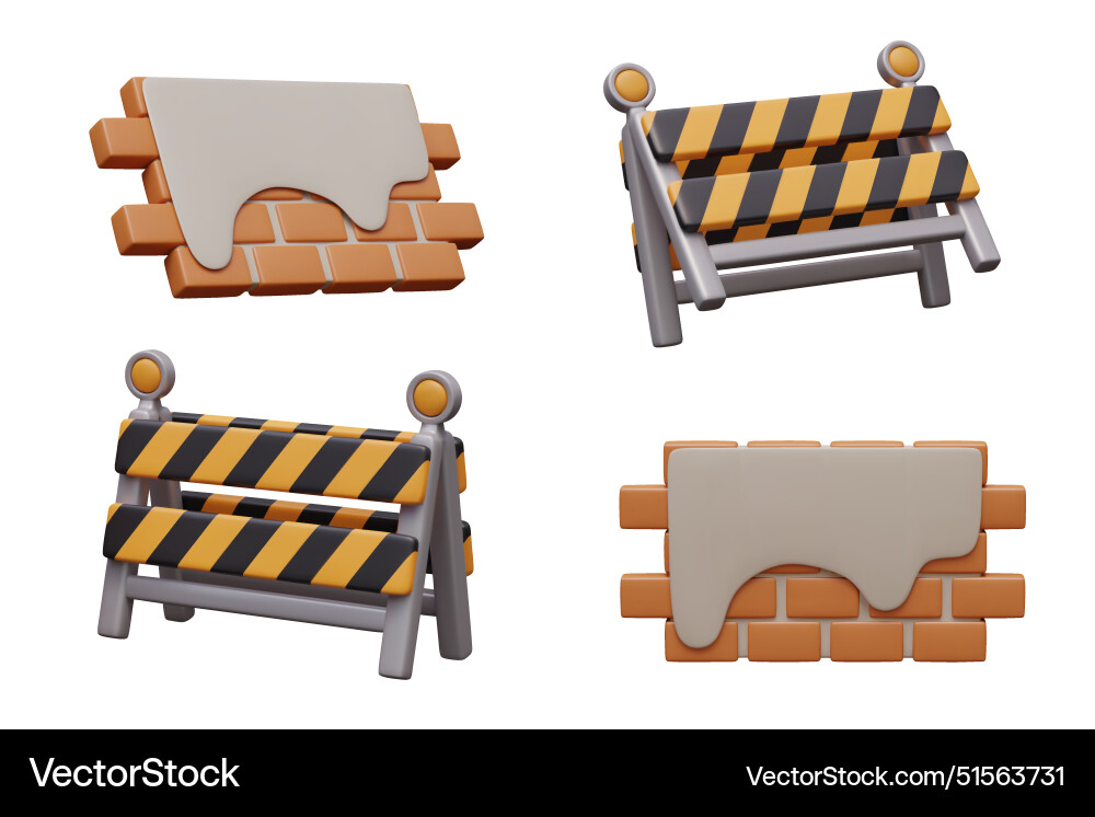 Brick half plastered wall construction barrier Vector Image