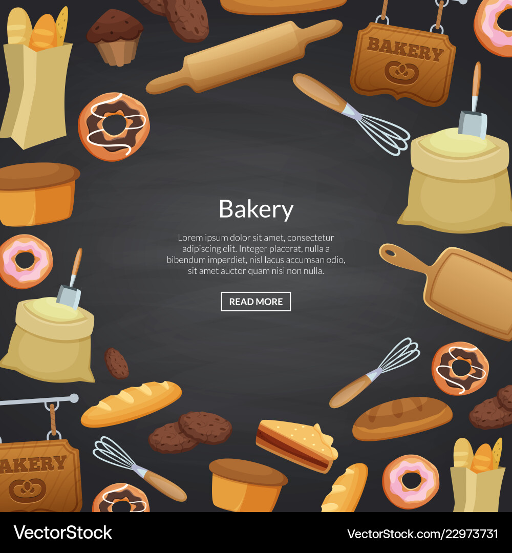 Cartoon bakery background Royalty Free Vector Image