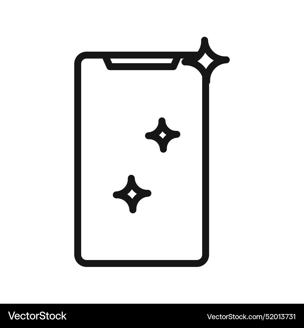 Clean phone glass icon black line art Royalty Free Vector