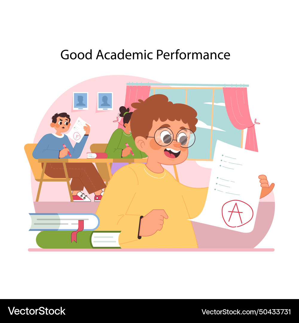 Good academic performance flat Royalty Free Vector Image