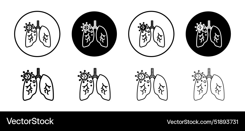 Pneumonia bacterium icon set collection for web Vector Image