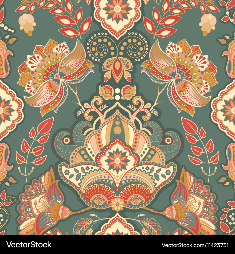 Seamless paisley background floral pattern Vector Image