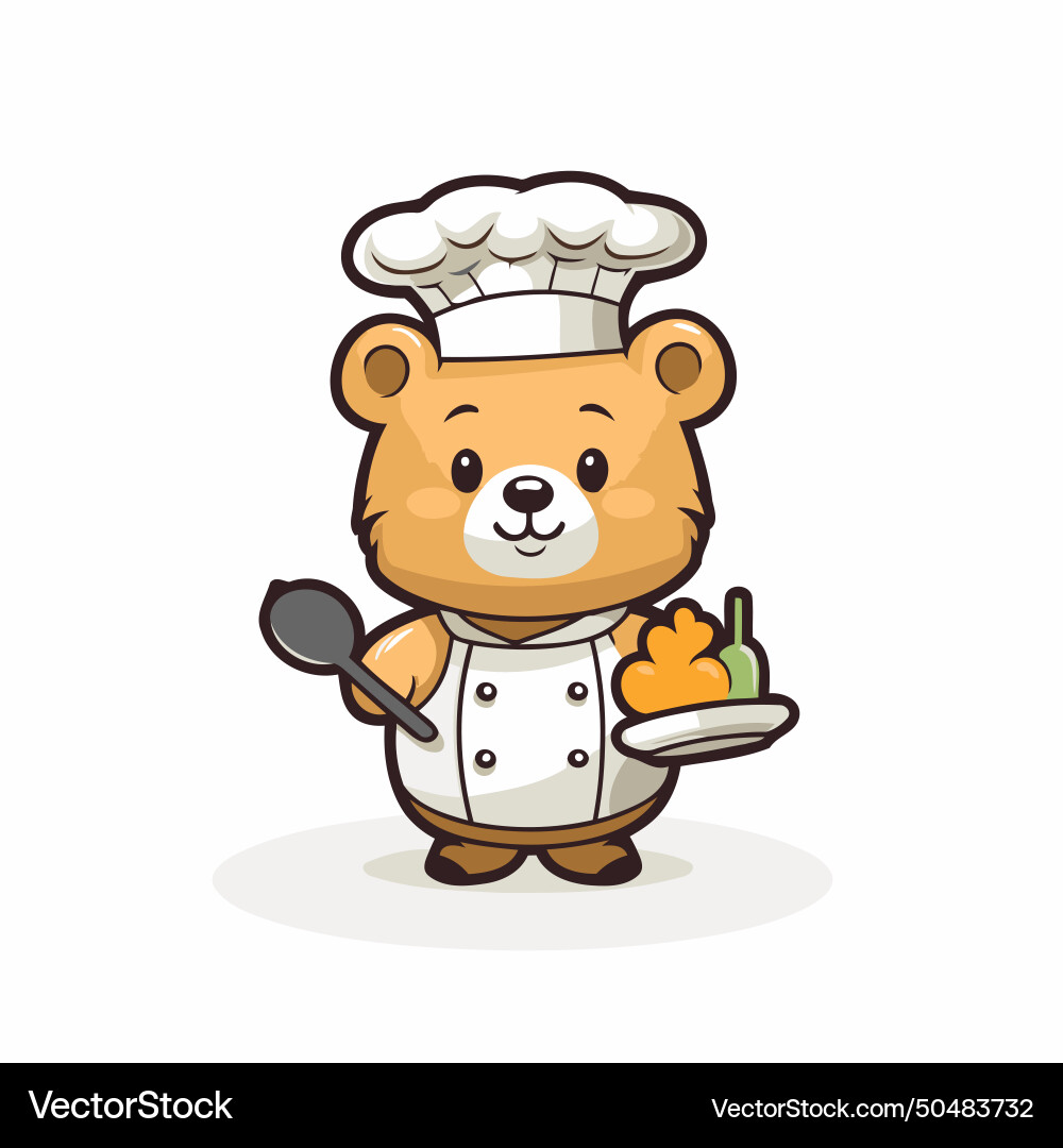 Beaver chef cartoon character cute bear Royalty Free Vector