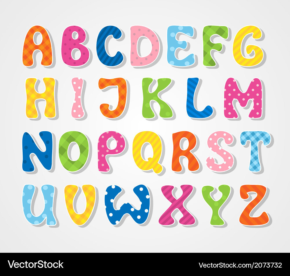 Colorful Sticker Alphabet Set Royalty Free Vector Image