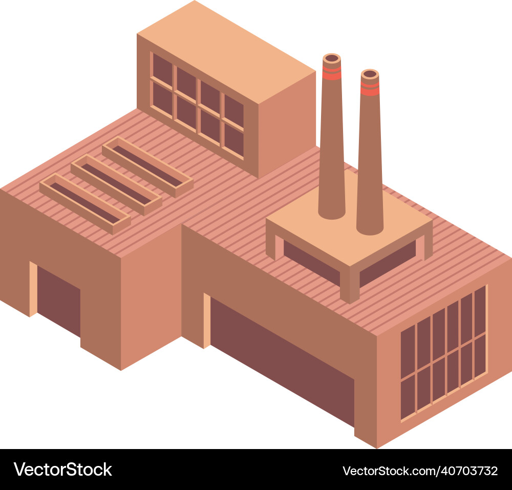 Factory building isometric composition Royalty Free Vector