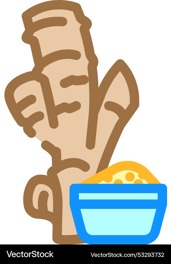 Ginger root ayurvedic herb color icon Royalty Free Vector