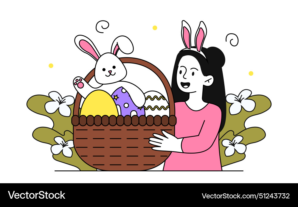 Girl with easter simple Royalty Free Vector Image