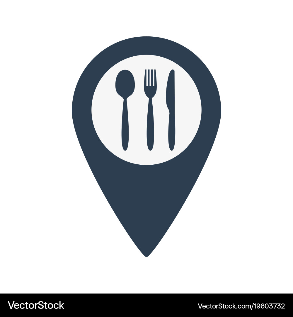 Map marker location with fork spoon and knife Vector Image