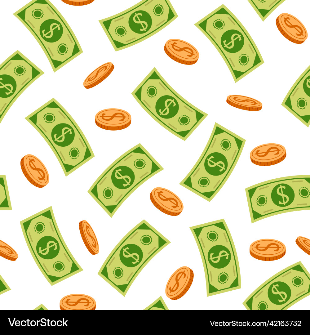 Money finance seamless repeat pattern Royalty Free Vector