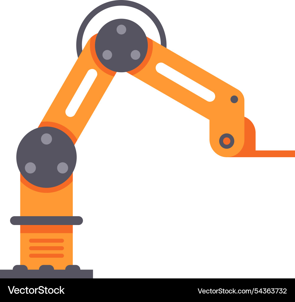 Orange robotic arm symbolizing industrial Vector Image