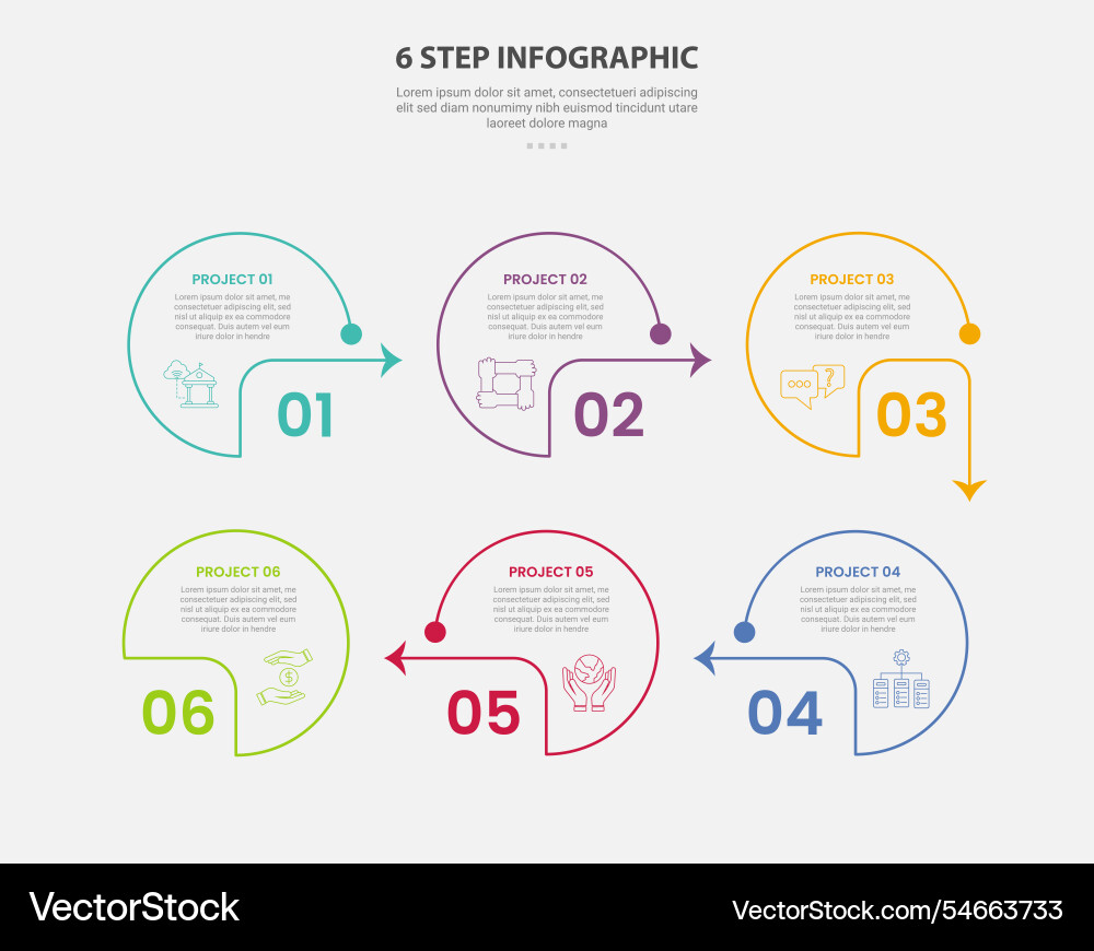6 points template infographic outline style Vector Image