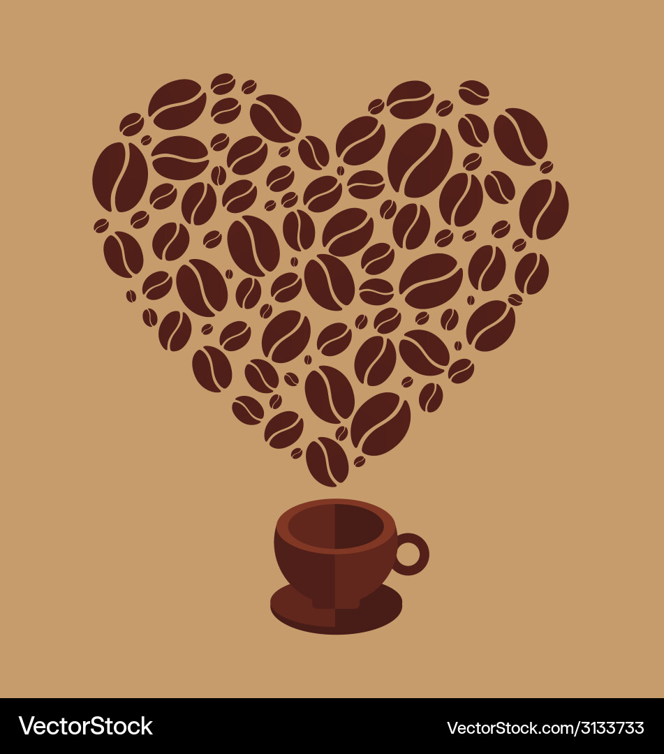 Coffee heart Royalty Free Vector Image - VectorStock
