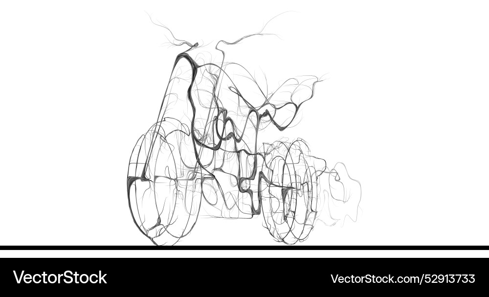 Composition of a sideways motorcycle made wavy Vector Image