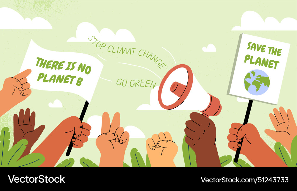 Eco protest concept Royalty Free Vector Image - VectorStock