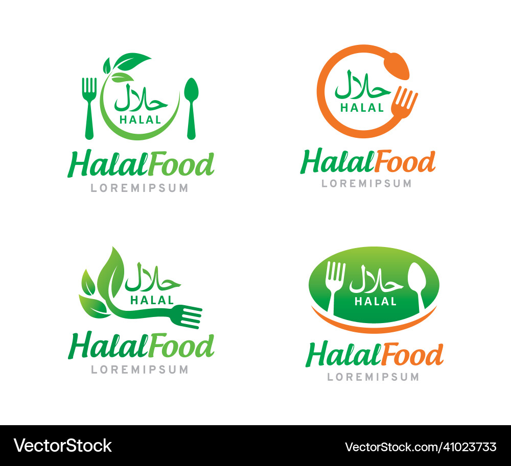 Halal food logo symbol or icon template Royalty Free Vector