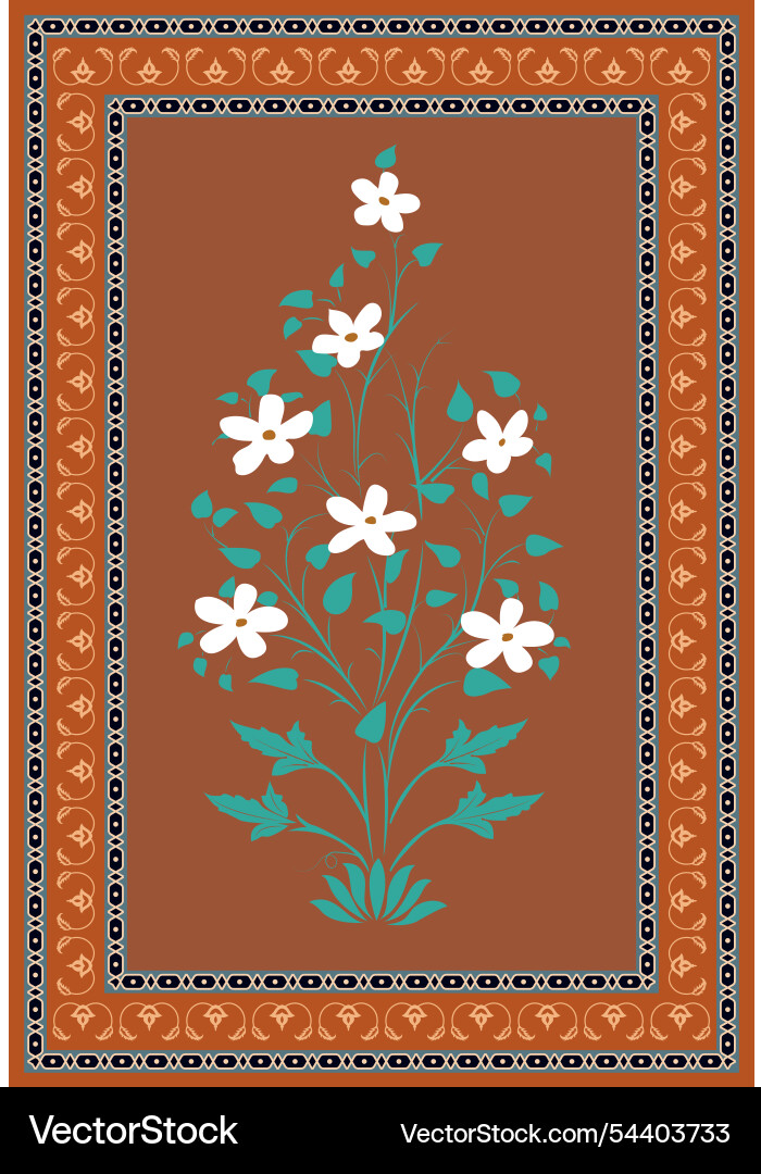 Indian mughal flower motif background border Vector Image