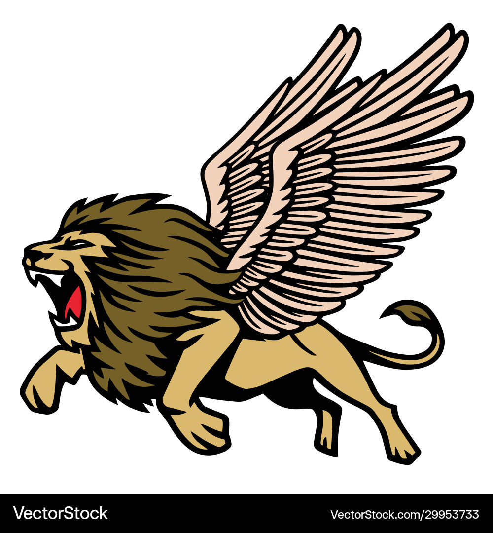Winged lion heraldic flying Royalty Free Vector Image