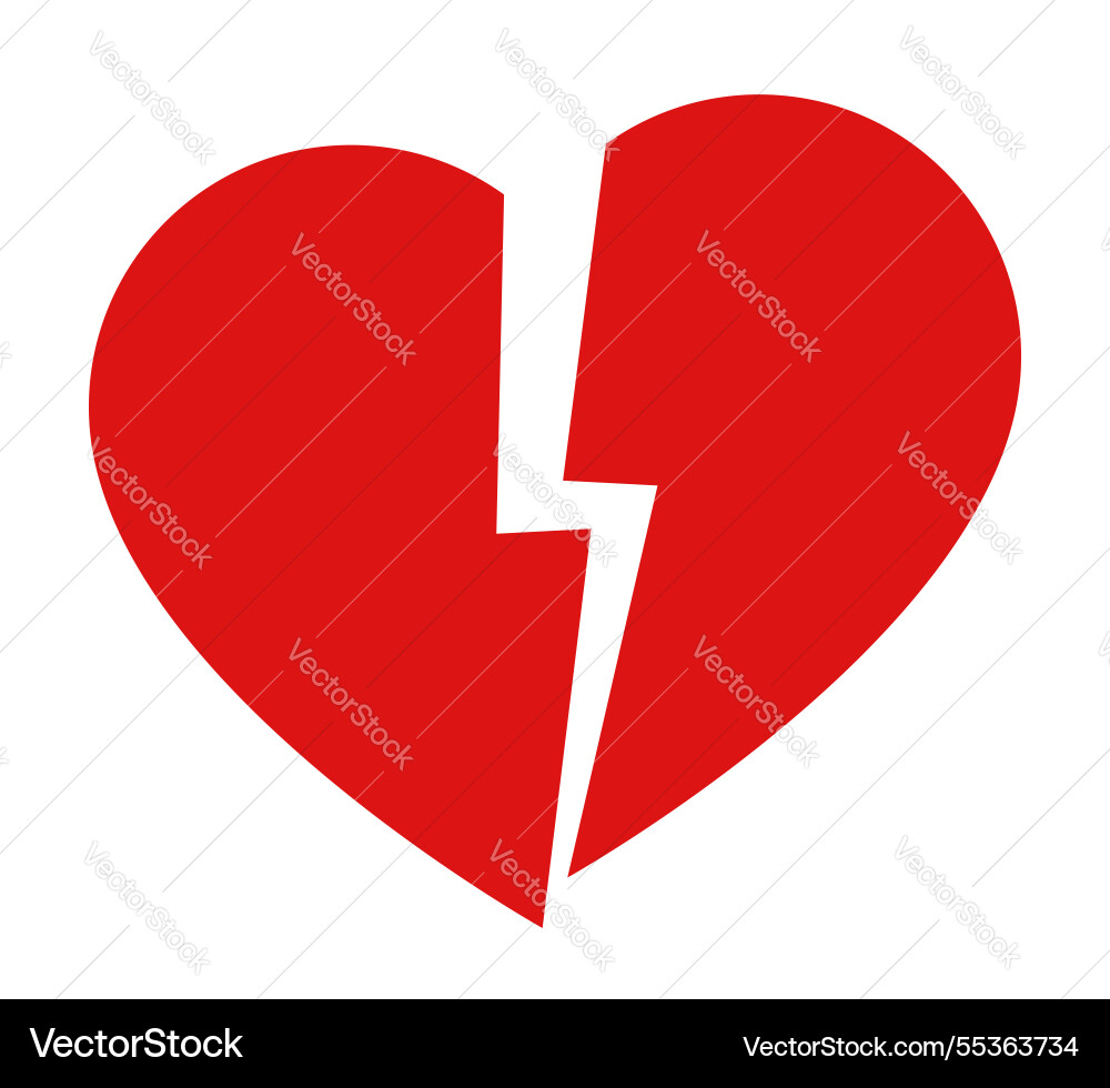 Broken heart shape symbol silhouette Royalty Free Vector