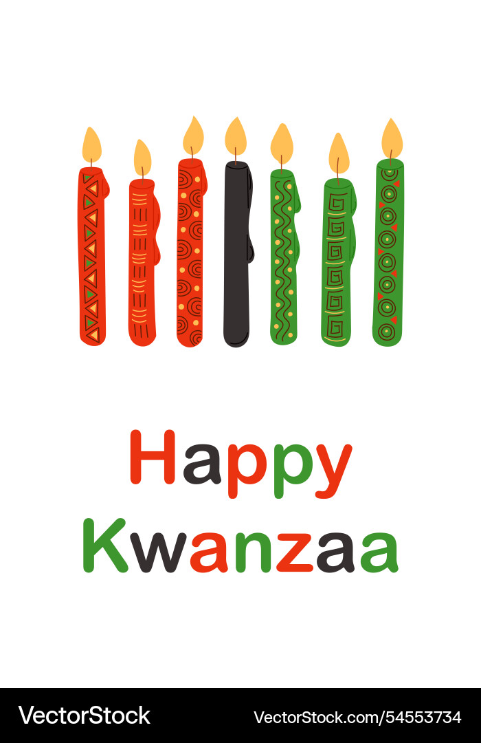 Colorful kwanzaa greeting banner with seven Vector Image