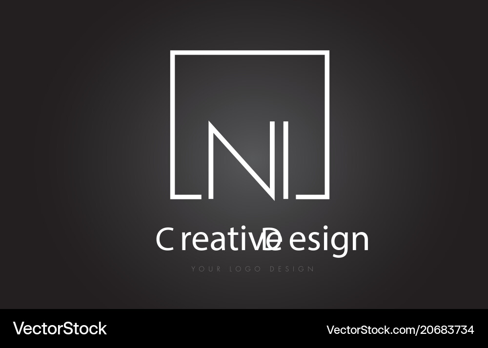 Ni square frame letter logo design with black Vector Image