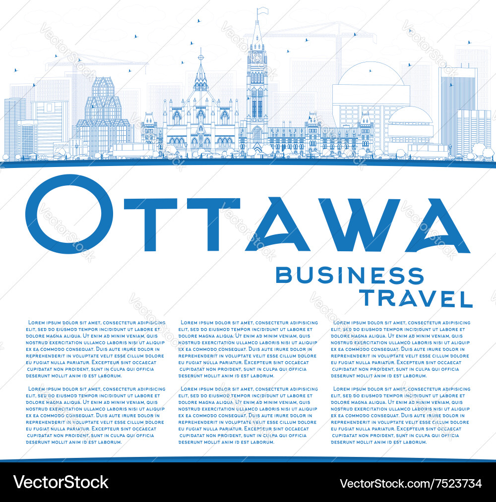Outline ottawa skyline with blue buildings Vector Image