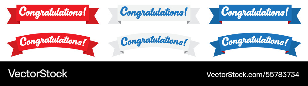 Set of congratulations banners in blue red Vector Image