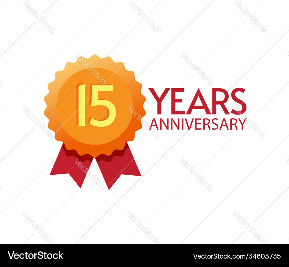15 years anniversary icon badge flat symbol Vector Image