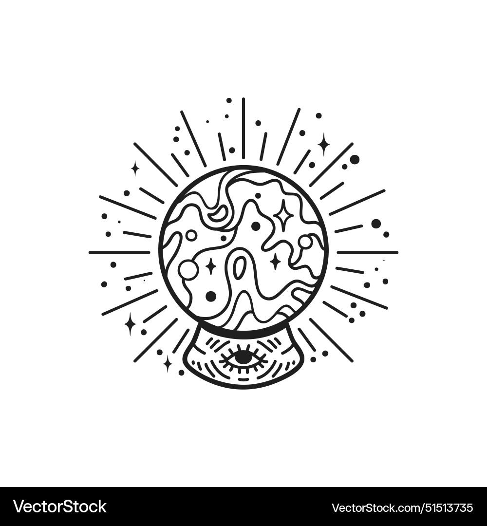 Crystal ball hand drawn Royalty Free Vector Image