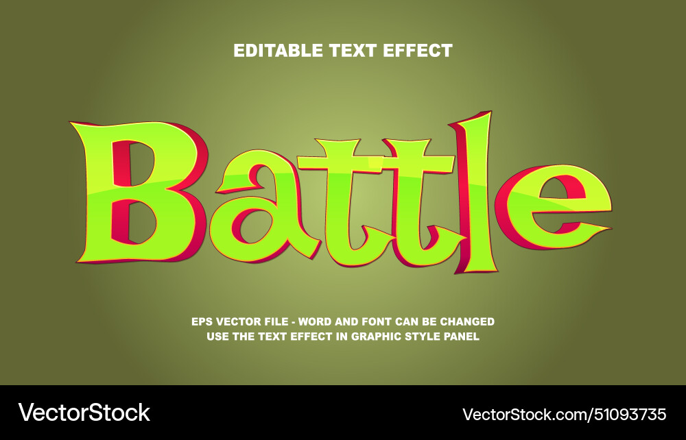 Editable text effect battle 3d template Royalty Free Vector