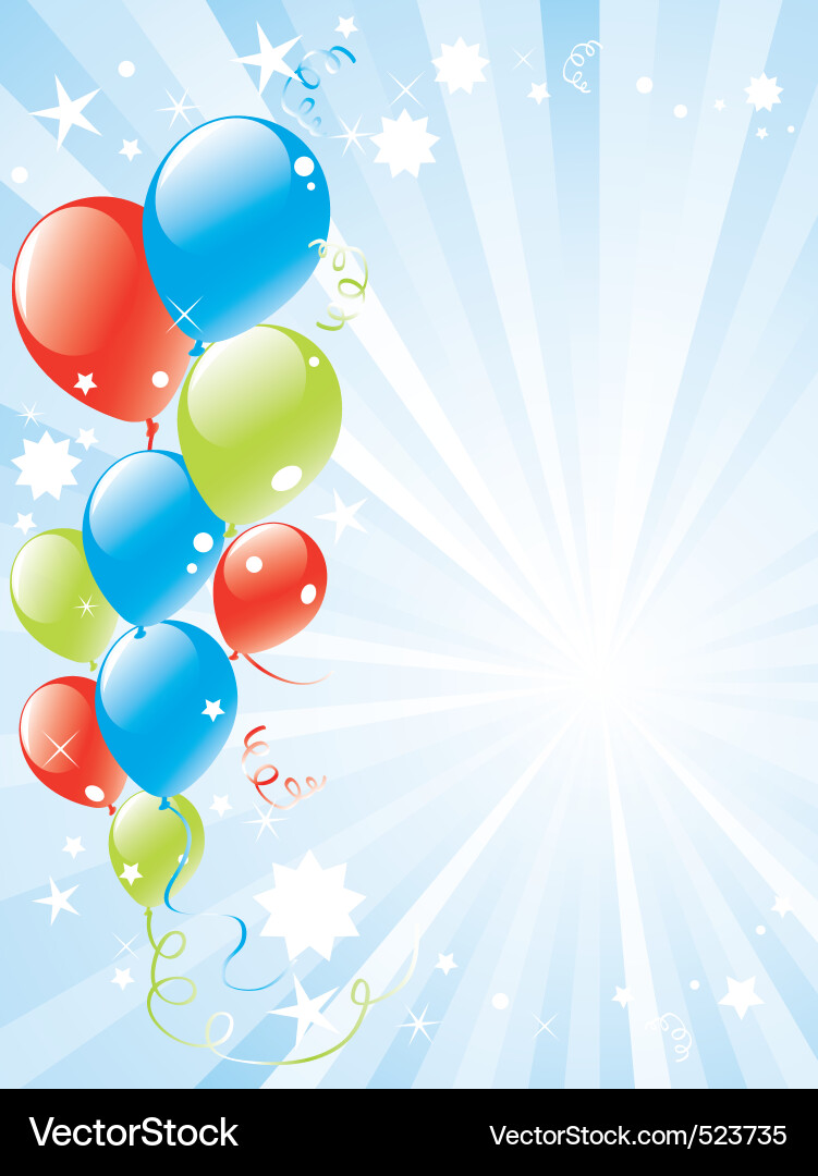 Festive balloons and lightburst Royalty Free Vector Image