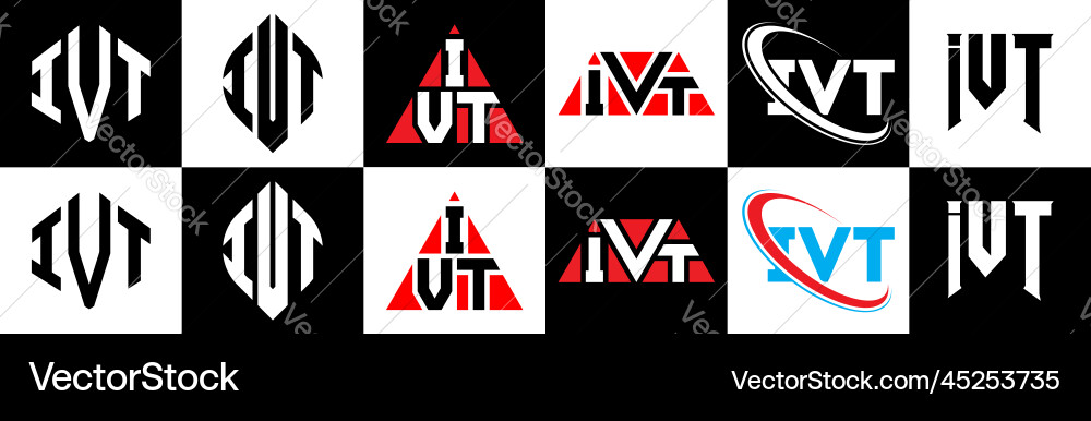 Ivt letter logo design in six style polygon Vector Image
