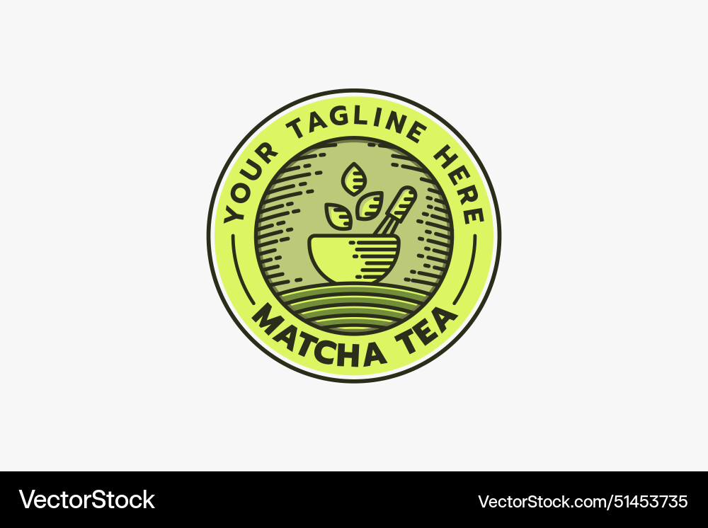 Matcha logo in emblem form with combination Vector Image