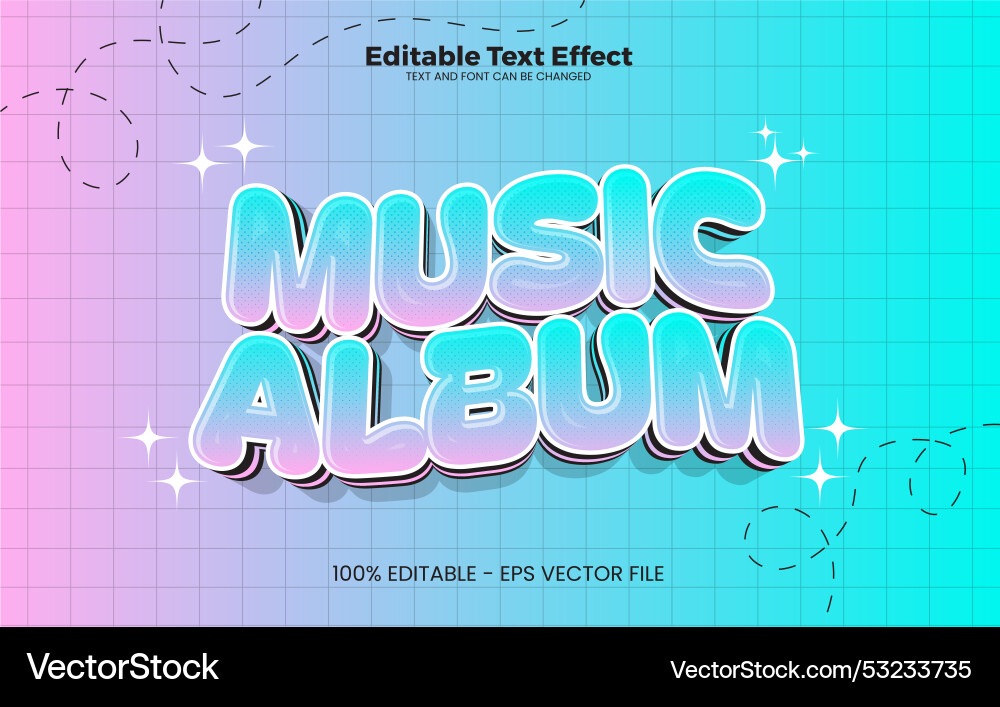 Music album editable text effect in modern trend Vector Image