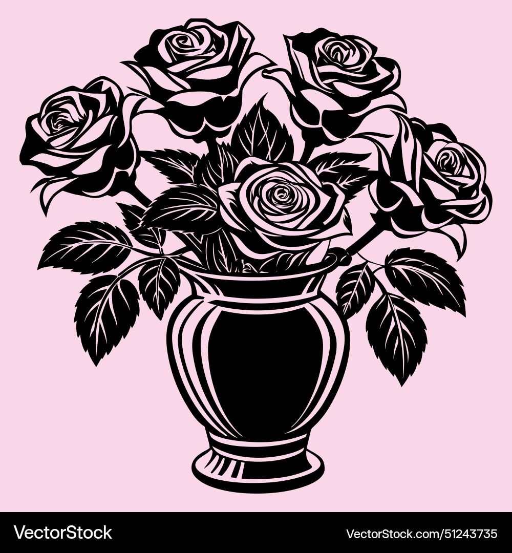 Roses-on-the-vase Royalty Free Vector Image - VectorStock