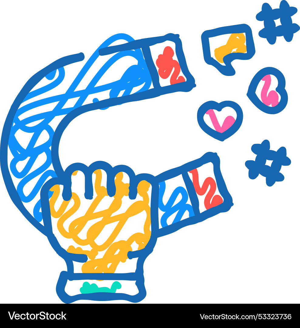 Audience engagement social media icon doodle Vector Image