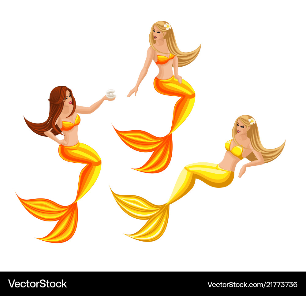 Colorful Mermaid Characters Royalty Free Vector Image