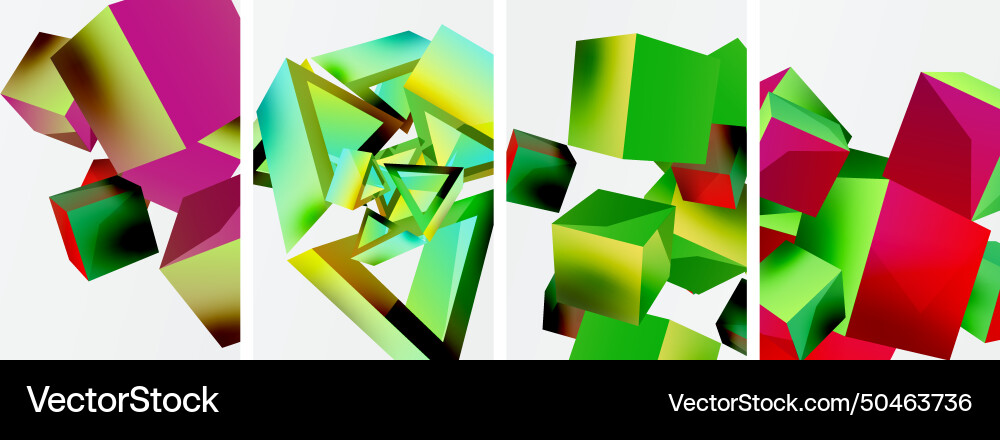 Composition of 3d cubes and other geometric Vector Image