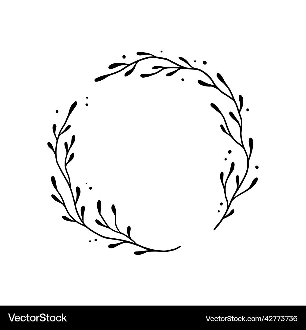 Floral circle frame elegant wreath round border Vector Image